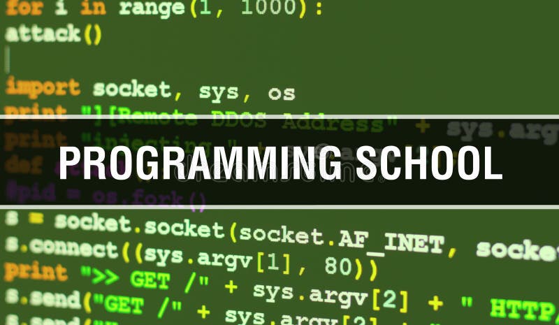 Programming School Text Written on Programming Code Abstract Technology Background of Software ...