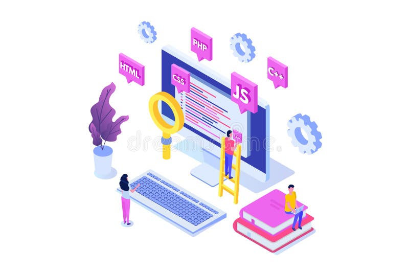 Programming Software or App Development Isometric Concept, Big Data Processing. Stock Vector ...