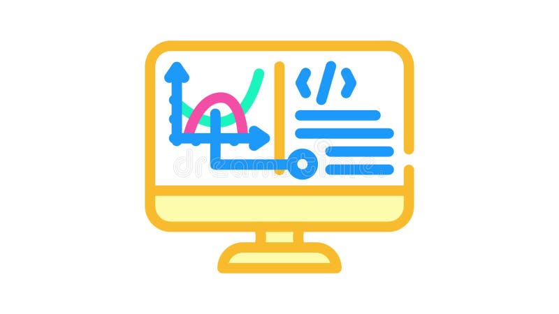Programming Or Software Development Loopable Concept Isometric Laptop With Programming Code
