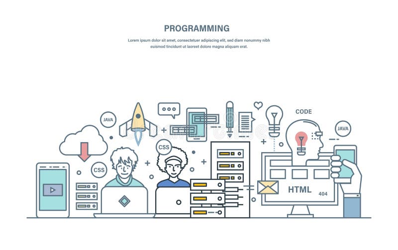 Programming Software As a Background in 3D Rendering Stock Illustration - Illustration of ...