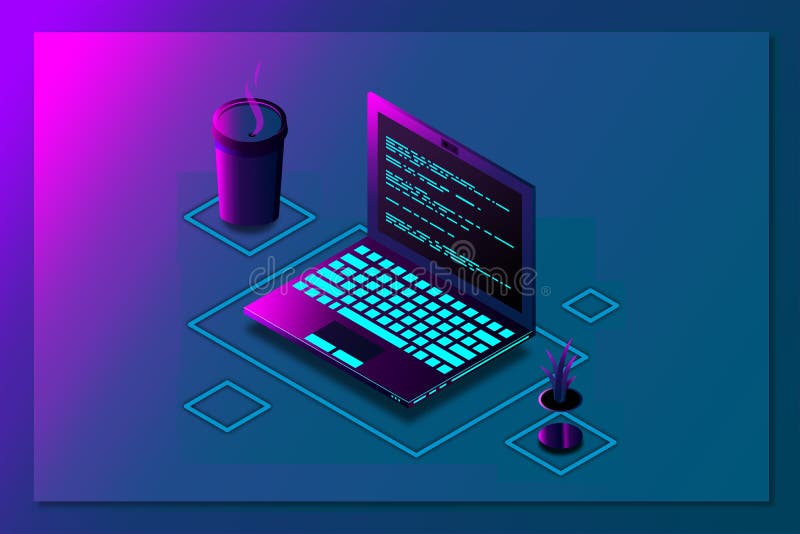 Source Code Isometric. Abstract Programming Language and Program Code ...