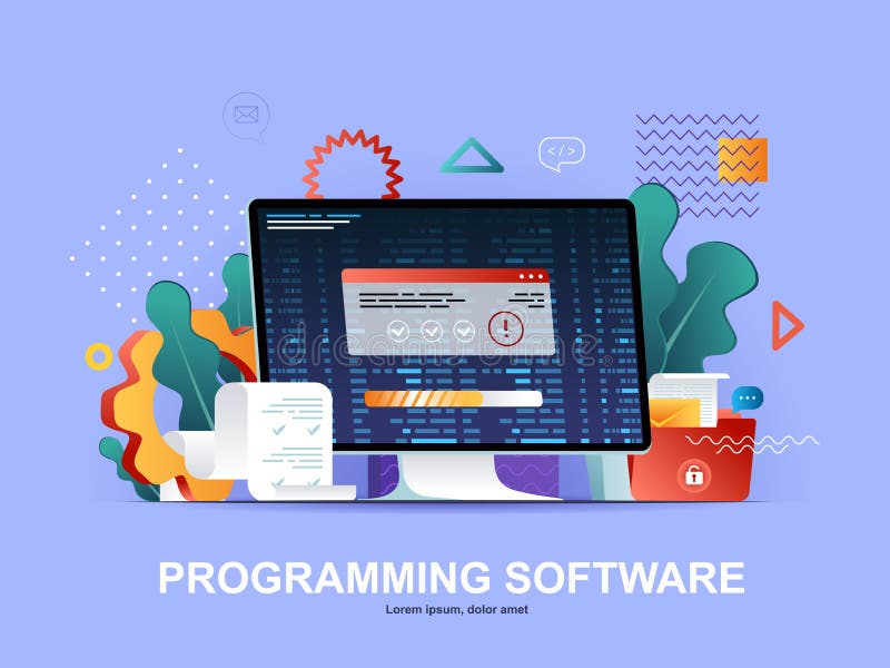 Programming Software Web Concept. Developer Creates Interface Stock ...