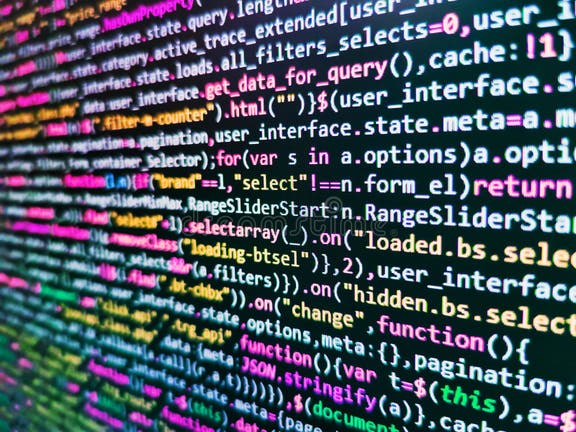 Programming Source Code Abstract Screen of Software Developer. Database Bits Access Stream ...