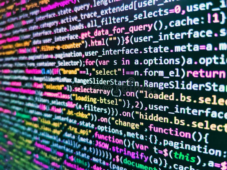 Programming Source Code Abstract Screen of Software Developer. Database Bits Access Stream ...