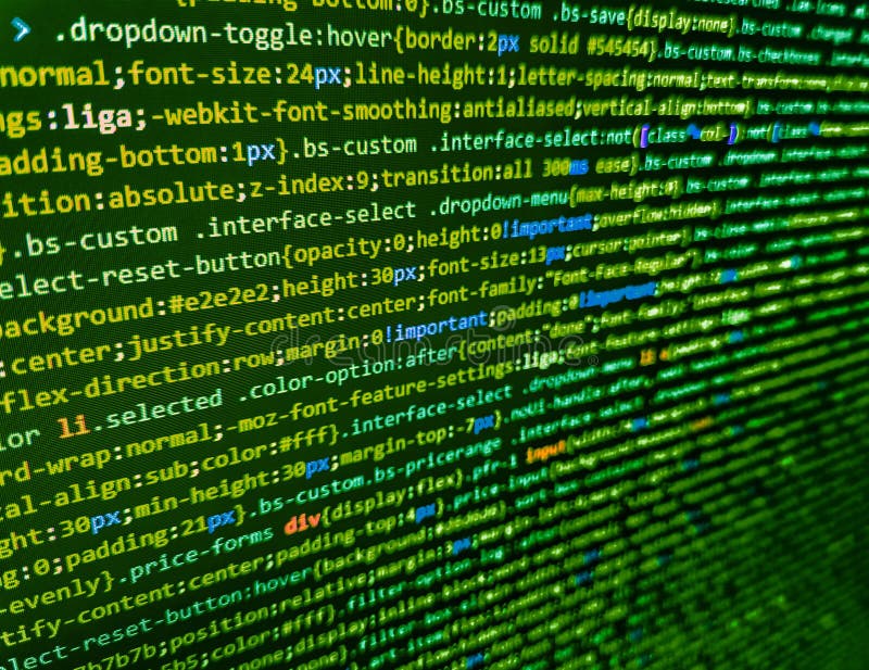 Programming Source Code Abstract Screen Of Software Developer Monitor Closeup Of Function