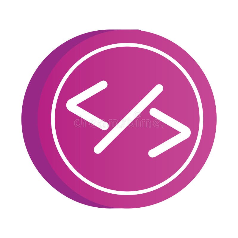 Programming Symbols in Button Icon Stock Vector - Illustration of text ...