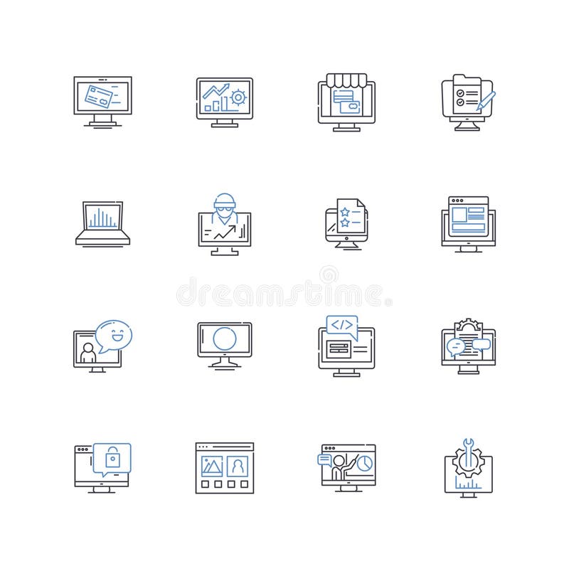 Programming Technology Line Icons Collection Coding Algorithms Syntax Debugging Algorithmic