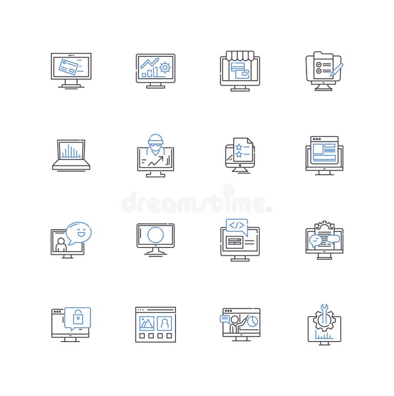 Programming Technology Line Icons Collection Coding Algorithms Syntax Debugging Algorithmic