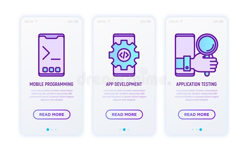 Programming Thin Line Icons Set: Mobile Programming, App Development ...