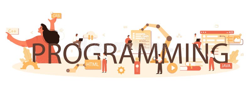 Programming Typographic Header Idea Of Coding Testing And Writing Program Stock Vector