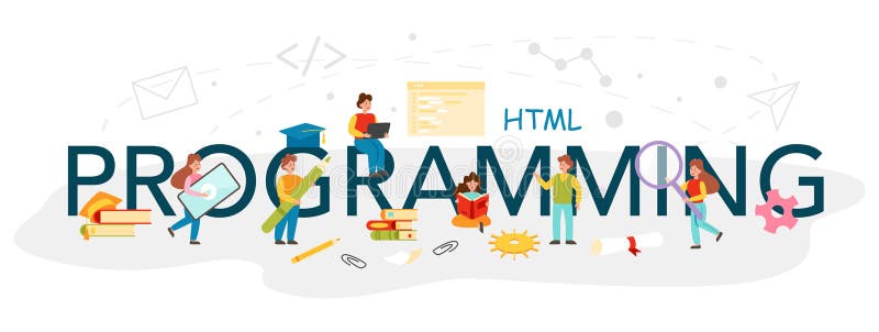 Programming Typographic Header. Student Write Software and Create Stock Vector - Illustration of ...