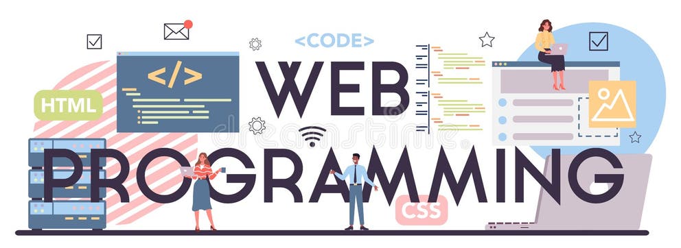 Programming Typographic Header. Idea of Working on the Computer, Stock ...