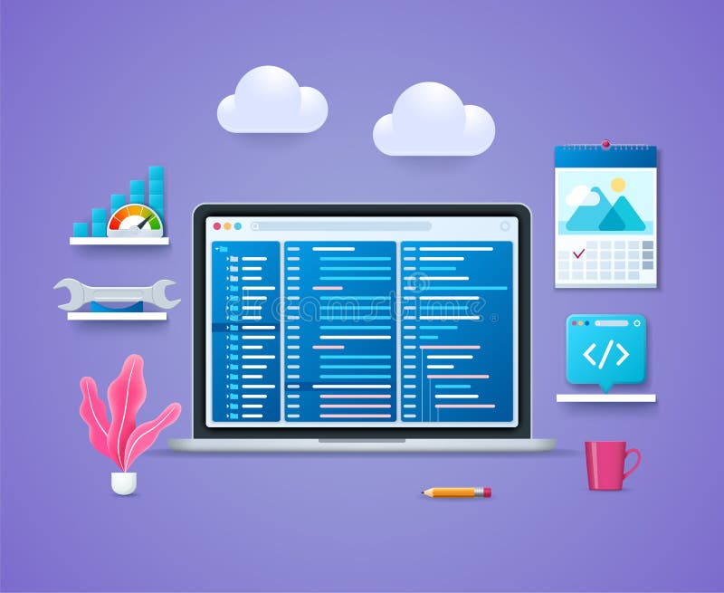 Programming Vector Infographic in 3D Style Stock Illustration ...