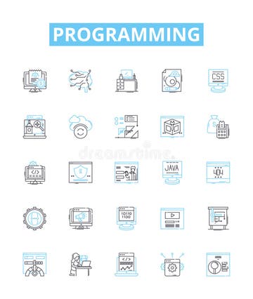 Programming Vector Line Icons Set. Programming, Coding, Scripting, Coding Language, Algorithm ...