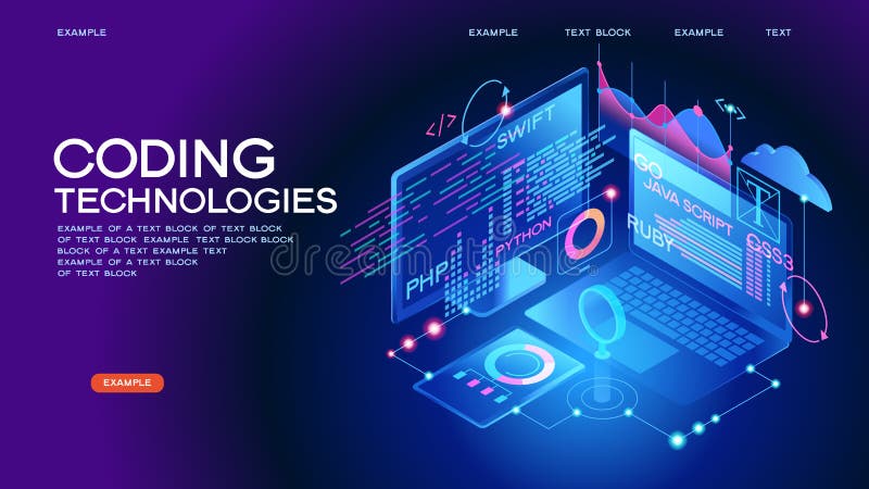 Programming web banner stock vector. Illustration of coding - 157258766