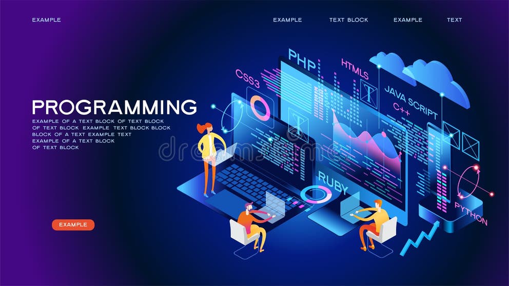 Programming web banner stock vector. Illustration of computing - 157259196
