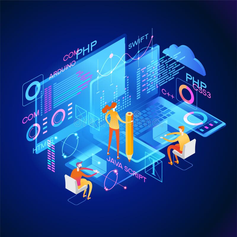 Programming web banner stock vector. Illustration of data - 182268313