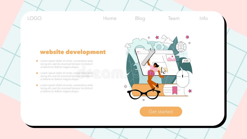 Programming Web Banner or Landing Page. Idea of Coding, Testing Stock ...