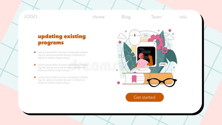 Programming Web Banner or Landing Page. Idea of Coding, Testing Stock ...