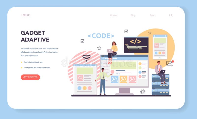 Programming Web Banner Or Landing Page Idea Of Working Stock Vector Illustration Of Symbol