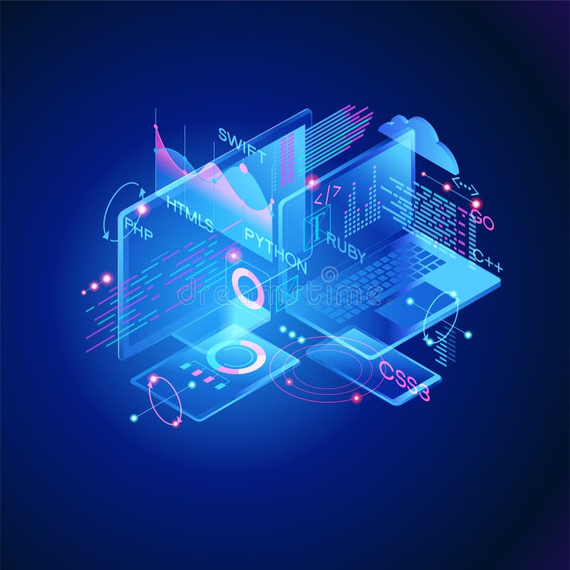 Programming web banner stock vector. Illustration of network - 164823124