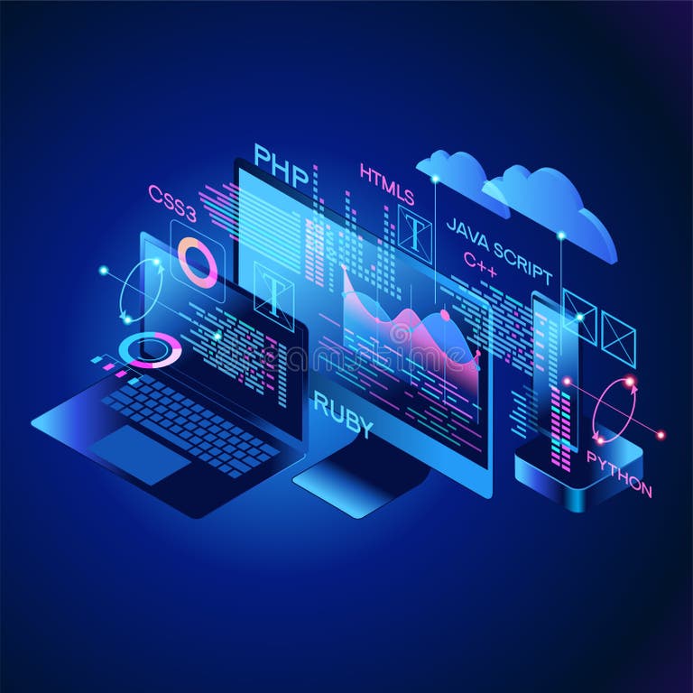 Programming web banner stock vector. Illustration of coding - 157258766