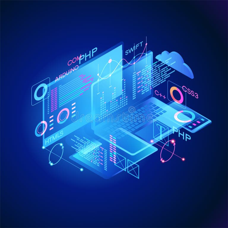 Programming web banner stock vector. Illustration of application ...