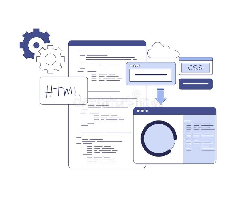 Programming Window Script and Code As Web and Application Development Vector Illustration Stock ...
