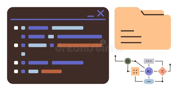Programming Workflow with Folder Structure and AI Algorithm Flowchart Stock Vector ...