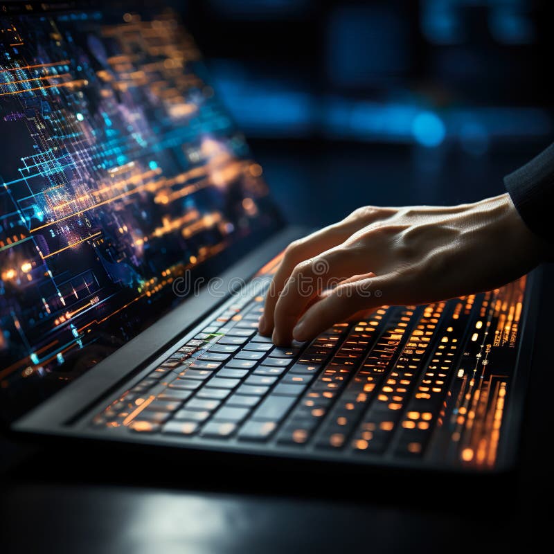 Programming or Working on a Laptop, Detail of Tech Jobs Stock ...