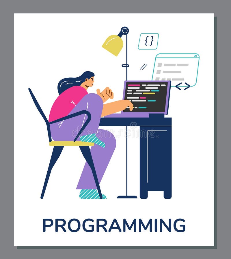 Programming or Writing Computer Programs Banner Template, Vector ...