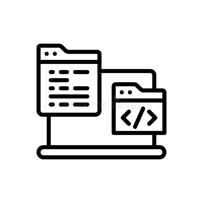 Black Line Icon For Programs Code And Application Stock Illustration
