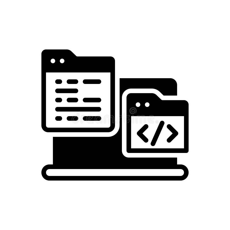 Black Solid Icon for Programs, Code and Browser Stock Vector ...