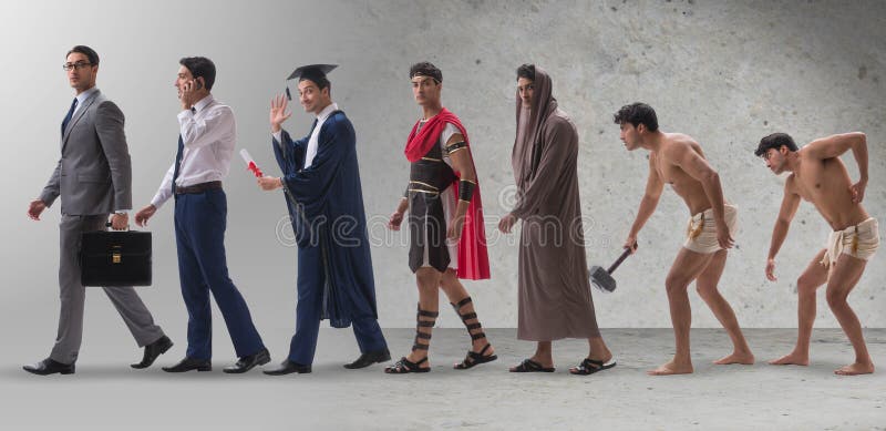 A Progressão Da Humanidade Do Homem De Antigo a Moderno Foto de Stock ...