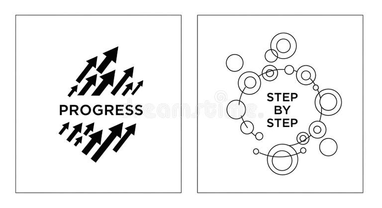 Progress Arrows and Step by Step Circles Representing Achievement Stock ...