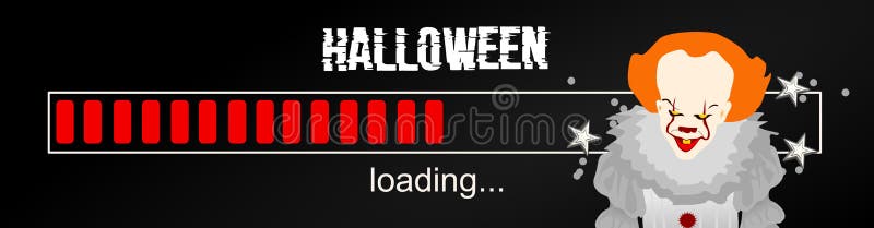 Vector Illustration of Progress Bar with Evil Clown. Happy Halloween ...