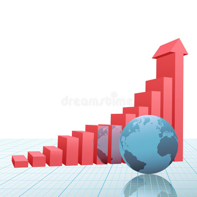 Progress Bar Chart Up Arrow Earth on Graph Paper Stock Vector ...