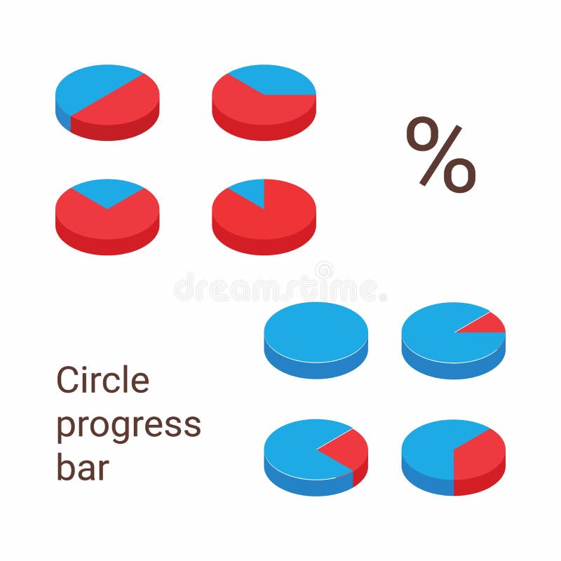 Progress Bar Indicators Set, Round Progress Bar Circle Icon. Percentage ...