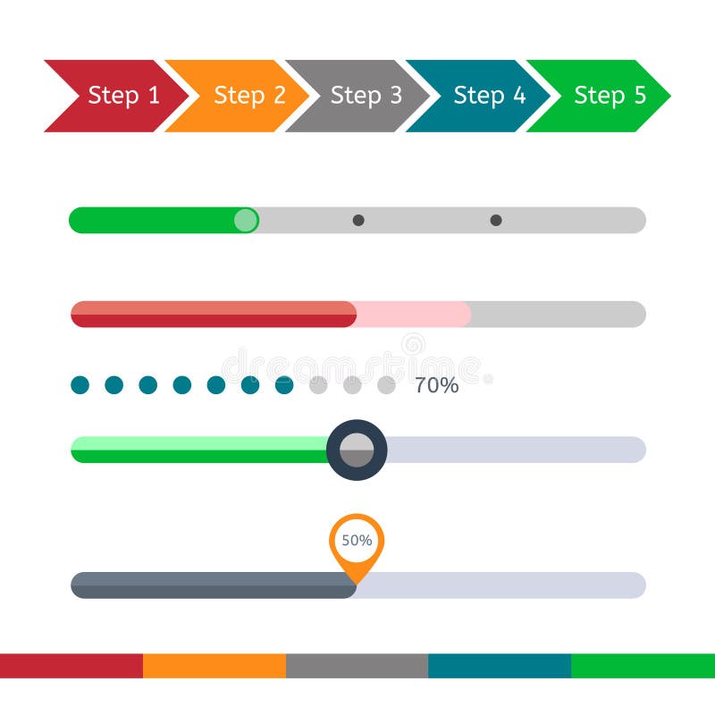 Progress Bar Set. Loading Status Bar Web Indicator. Process Download ...