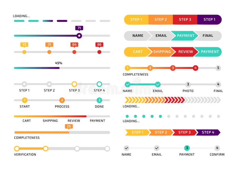 Progress Bar Step Process Graphic Indicator Design App Abstract Interface Element Website