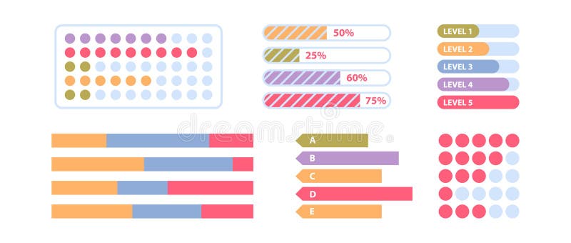 Progress Bars Charts for Report Stock Illustration - Illustration of ...