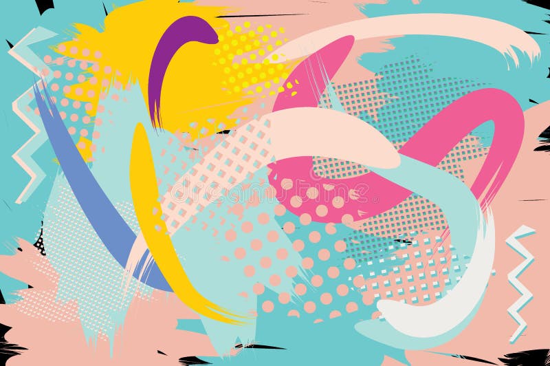 Creative Doodle Art Header with Different Shapes and Textures. Stock ...