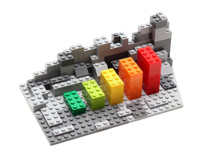 Lego Graph Of Lego Bricks Isolated On A White Stock Image - Image of ...