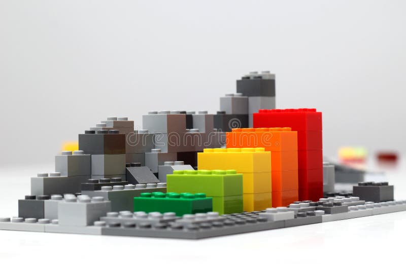 Progress Chart Made of Bricks. Isometric Composition of Colourful Toys ...
