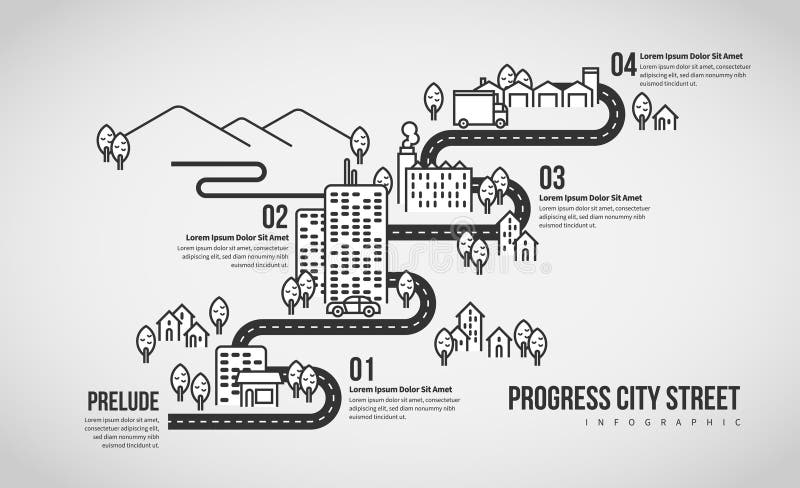 Progress City Street Infographic Stock Vector - Illustration of info ...