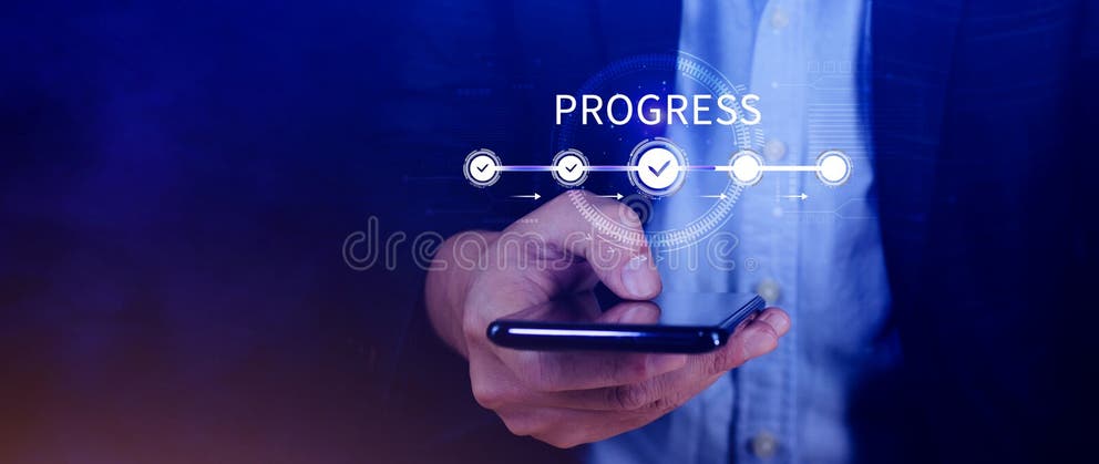 Progress Concept, Touching To Tick Correct Mark in Checklist with ...