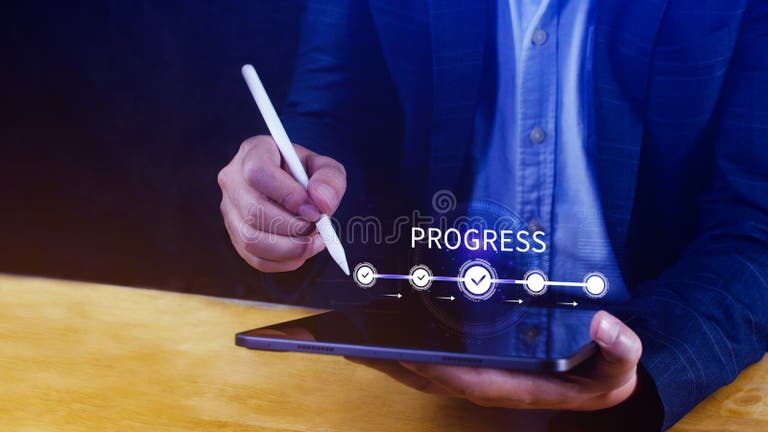 Progress Concept, Touching To Tick Correct Mark in Checklist with ...