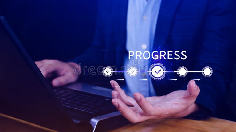 Progress Concept, Touching To Tick Correct Mark in Checklist with ...