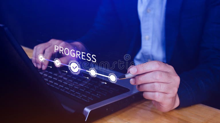 Progress Concept, Touching To Tick Correct Mark in Checklist with ...