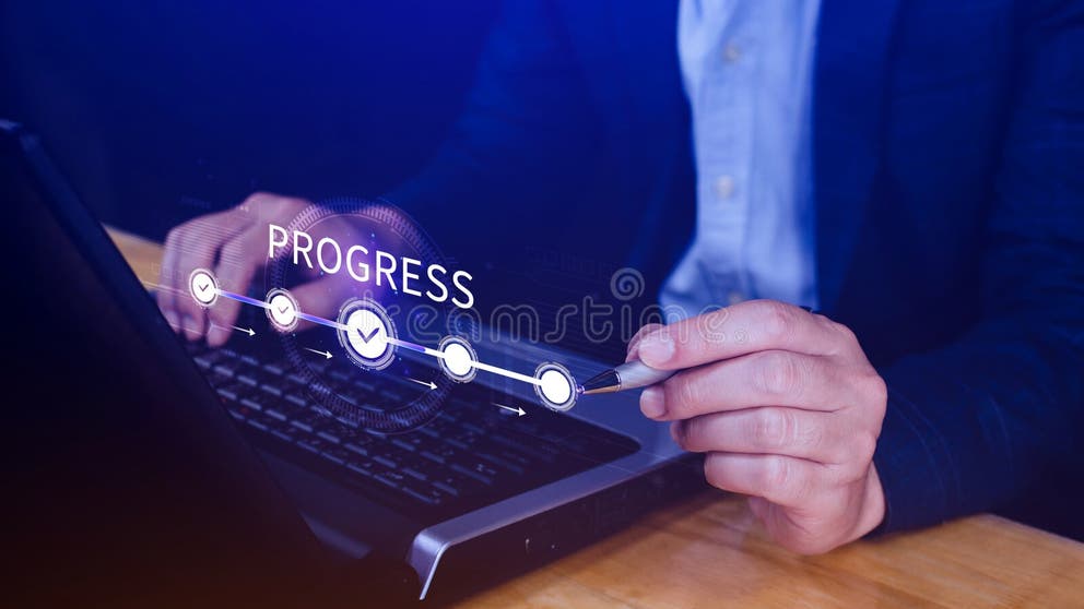 Progress Concept, Touching To Tick Correct Mark in Checklist with ...